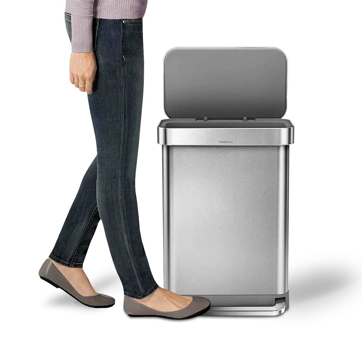 55L rectangular step can with liner pocket - simplehuman