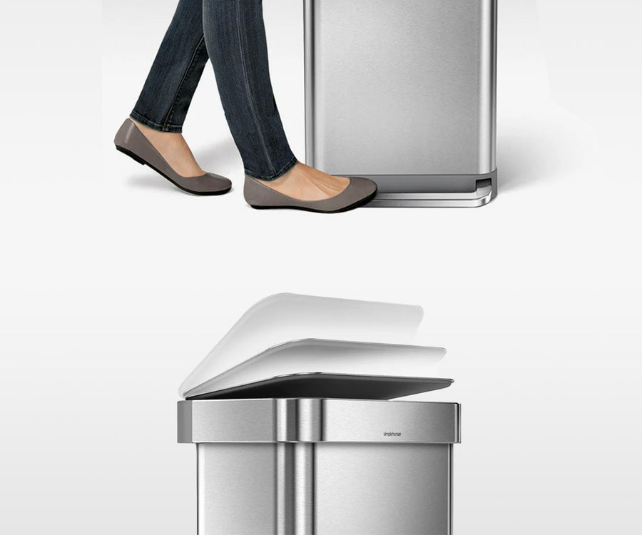 55L rectangular step can with liner pocket - simplehuman