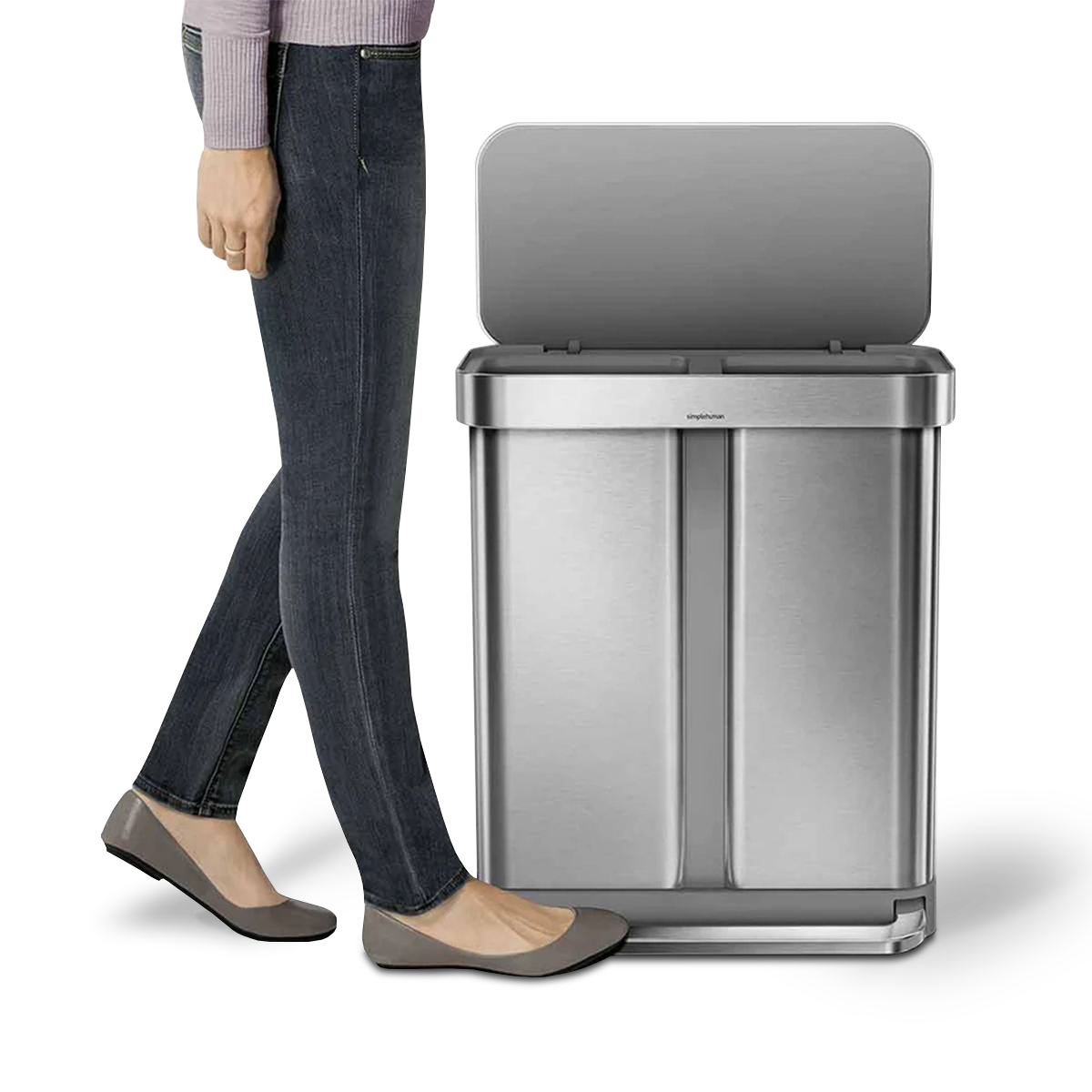 55L rectangular step can with liner pocket - simplehuman