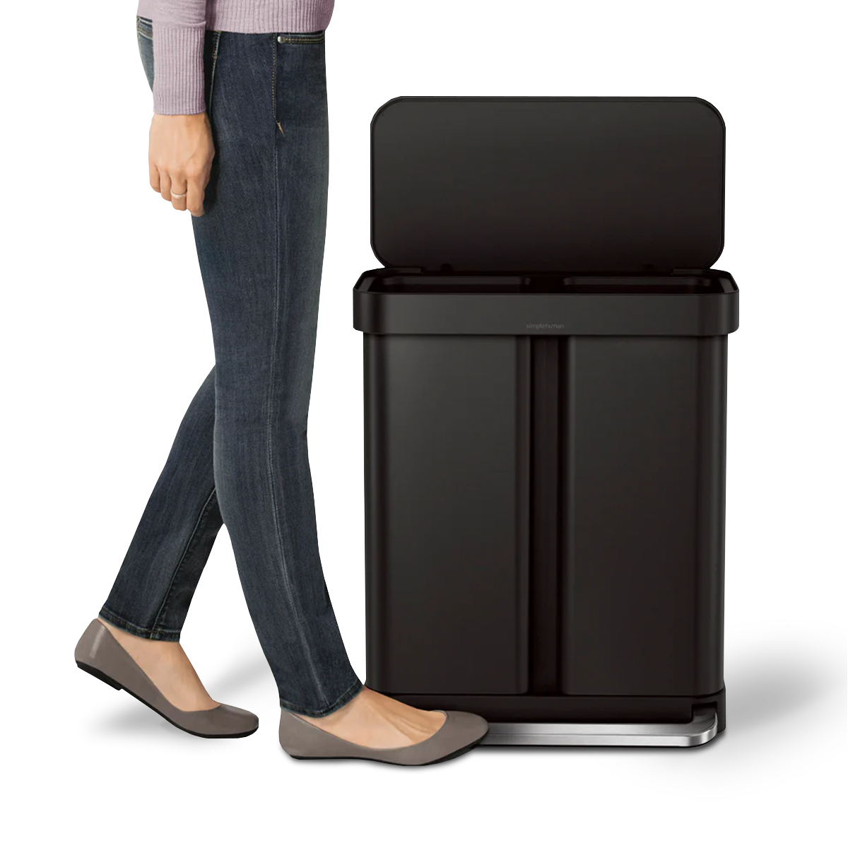 55L rectangular step can with liner pocket - simplehuman