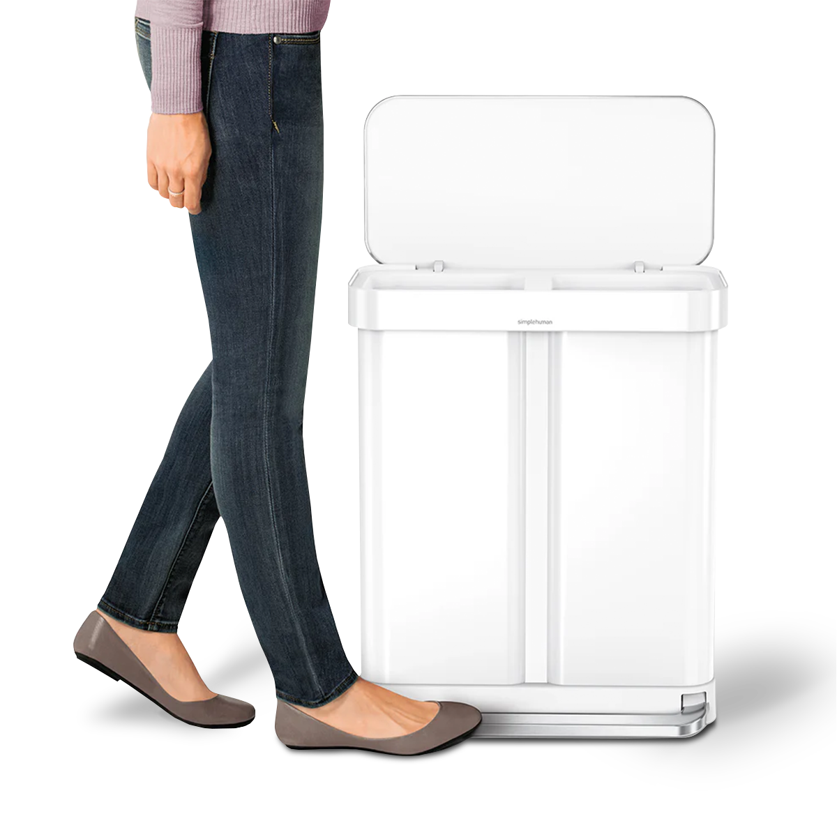 45L rectangular step can with liner pocket - simplehuman