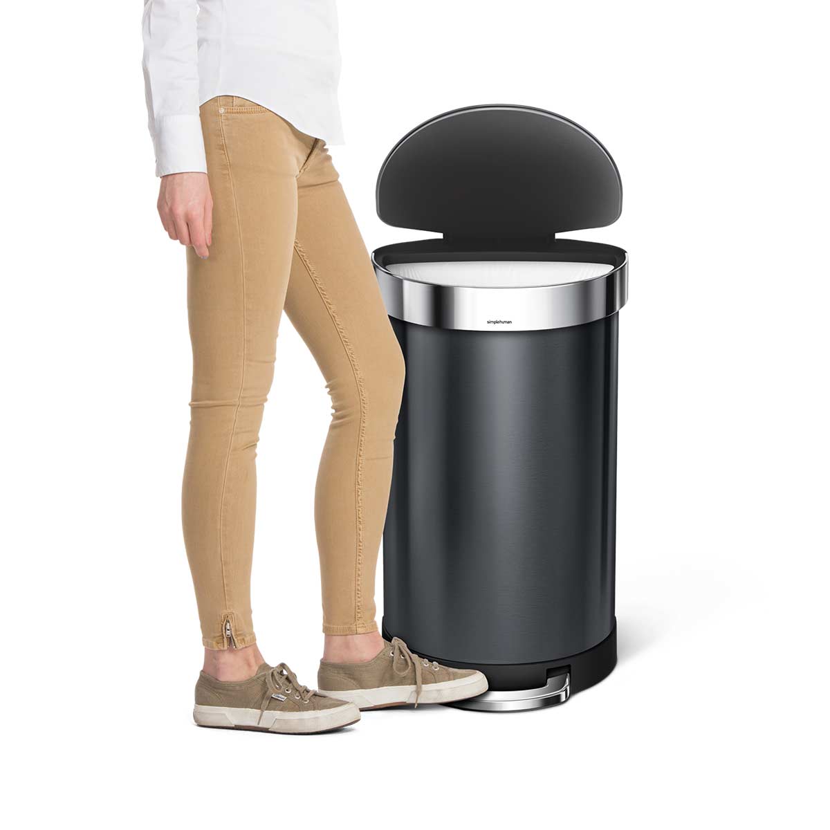 45L semi-round step can with liner rim - simplehuman