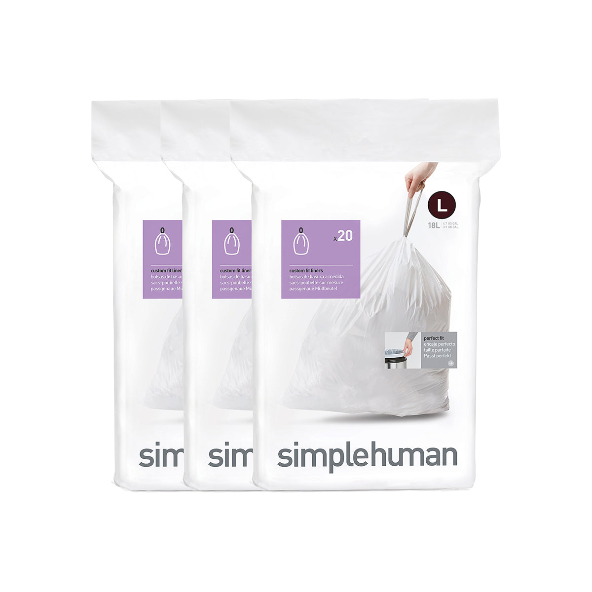 simplehuman code L odorsorb custom fit liners